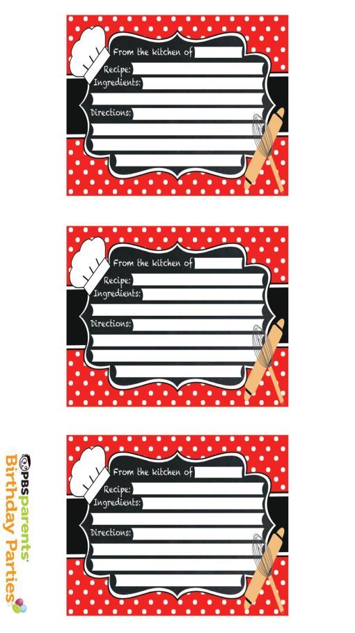 Chef Party Recipe Cards | Kids Coloring Pages | PBS KIDS for Parents