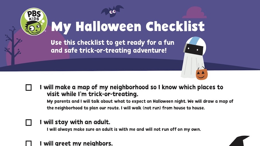Halloween Checklist | Kids Coloring Pages | PBS KIDS for Parents