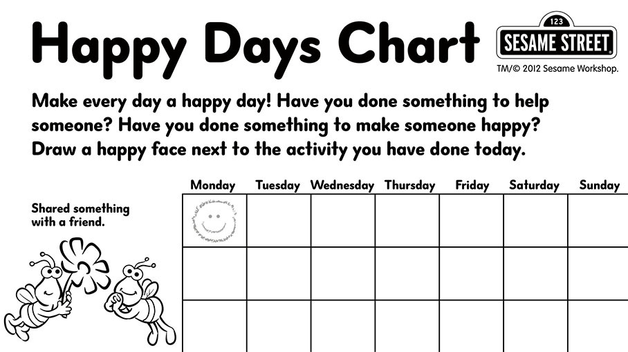 Happy Days Chart | Kids Coloring Pages | PBS KIDS for Parents