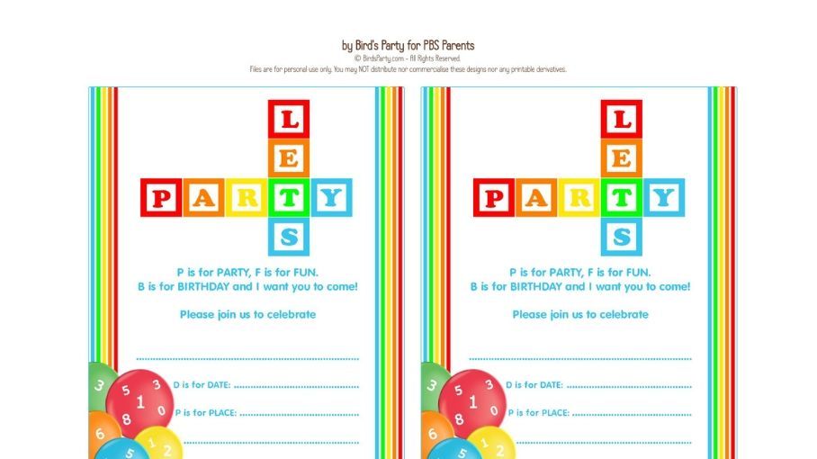 ABCs & 123s Invitations | Kids Coloring Pages | PBS KIDS for Parents