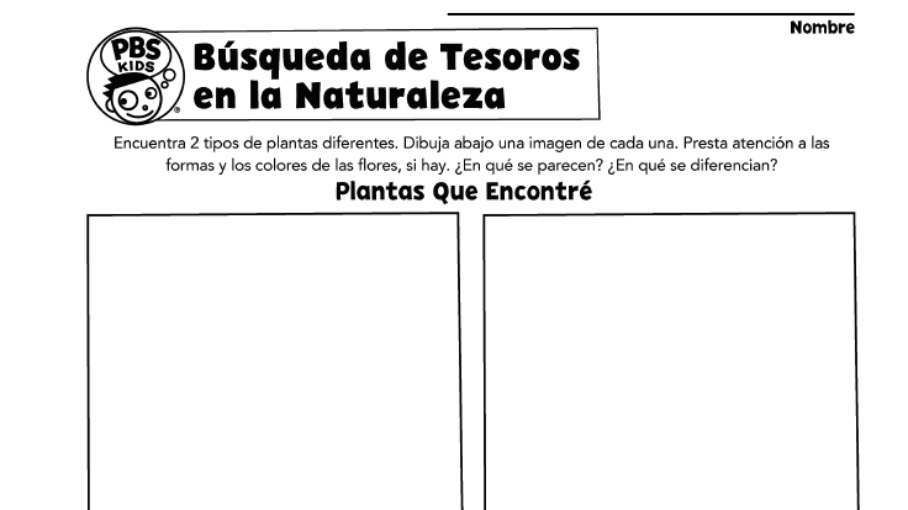 Búsqueda de tesoros en la naturaleza | Páginas… | PBS KIDS for Parents