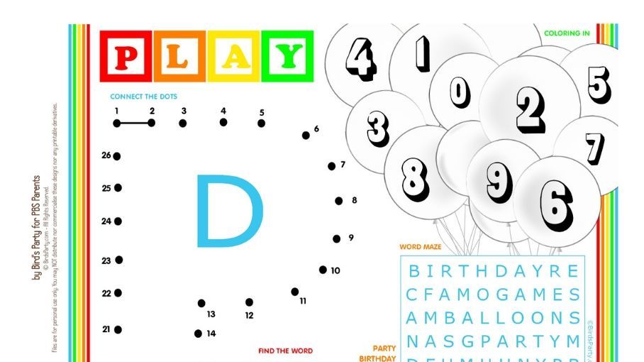 Party Play Sheet | Kids Coloring Pages | PBS KIDS for Parents