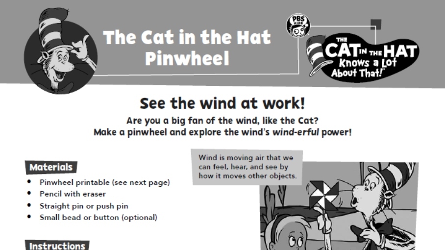 The Cat in the Hat Pinwheel | Kids Coloring… | PBS KIDS for Parents