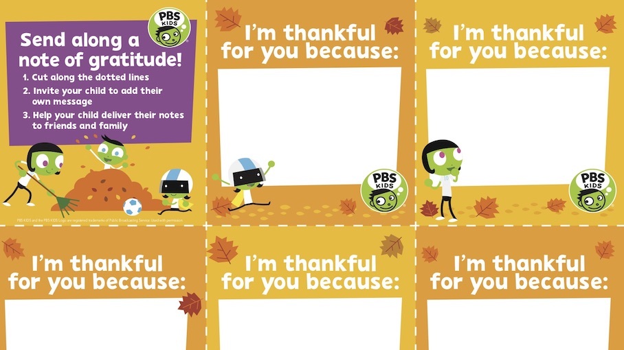Thanksgiving Thankful Notes | Kids Coloring… | PBS KIDS for Parents