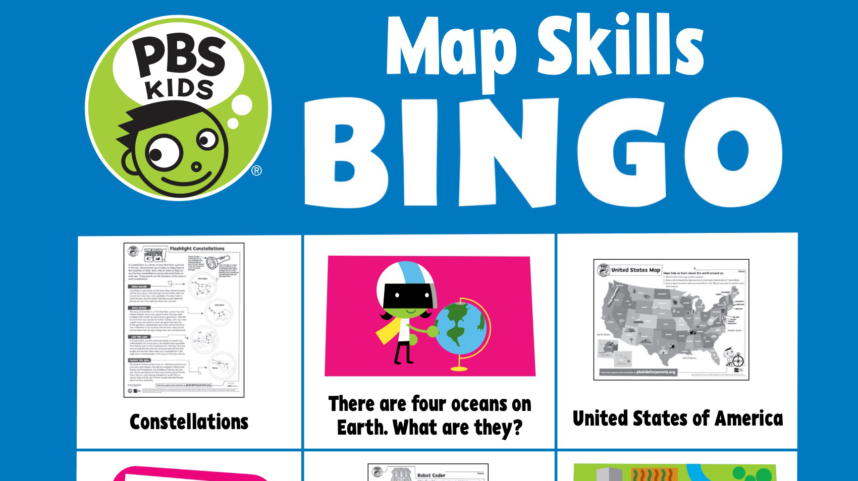 Learn Along Bingo for Ages 6-8: Map Skills |… | PBS KIDS for Parents