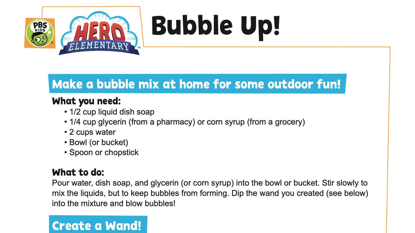 Bubble Up! Make Your Own Bubble Mix | Kids… | PBS KIDS for Parents