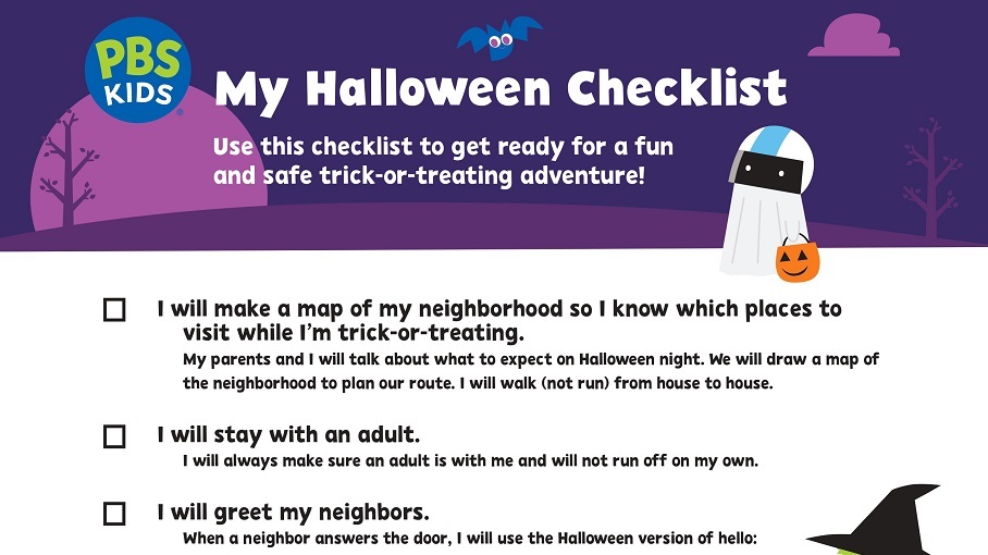 Halloween Checklist | Kids Coloring Pages | PBS KIDS for Parents