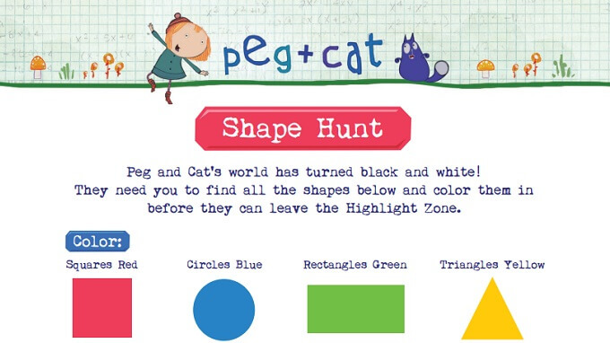 Shape Hunt | Kids Coloring Pages | PBS KIDS for Parents