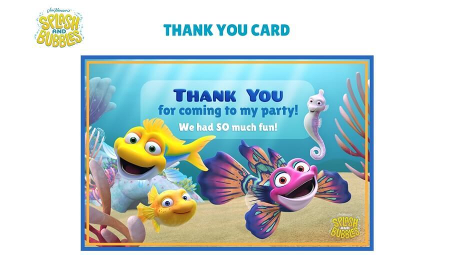 Splash and Bubbles Thank You Card | Kids… | PBS KIDS for Parents