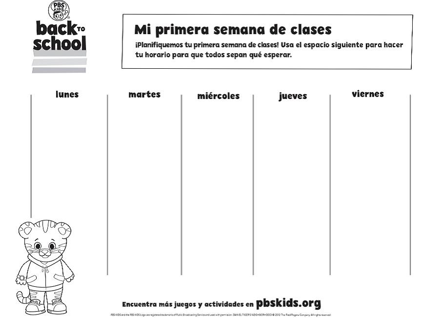 Mi primera semana de clases | Páginas para… | PBS KIDS for Parents