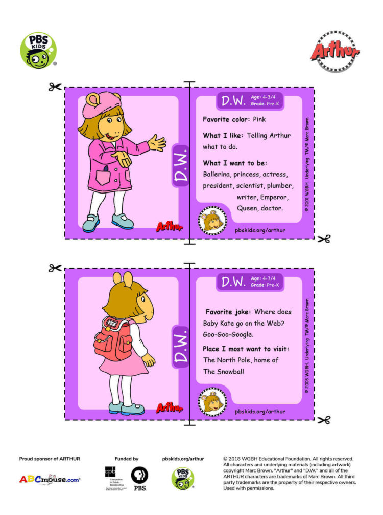 Trading Card D.W. | Kids Coloring Pages | PBS KIDS for Parents