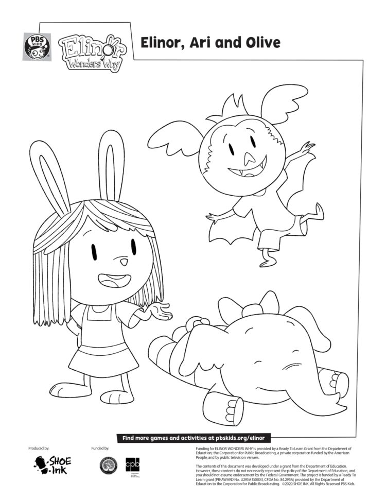 Elinor, Ari and Olive Coloring Page | Kids… | PBS KIDS for Parents