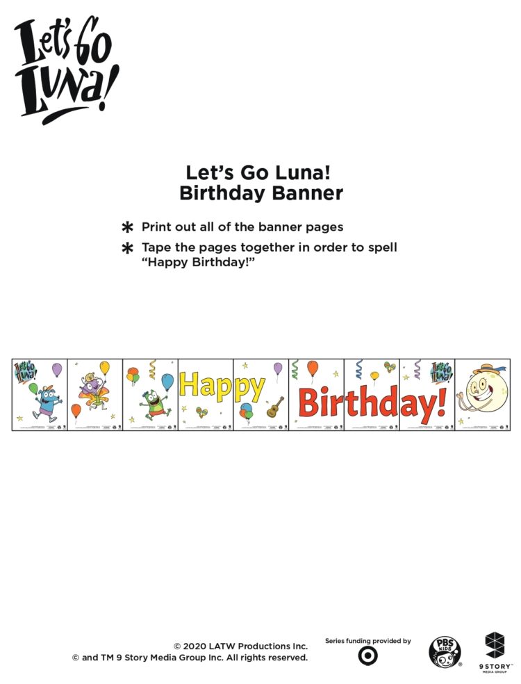 Let’s Go Luna! Birthday Banner | Kids… | PBS KIDS for Parents