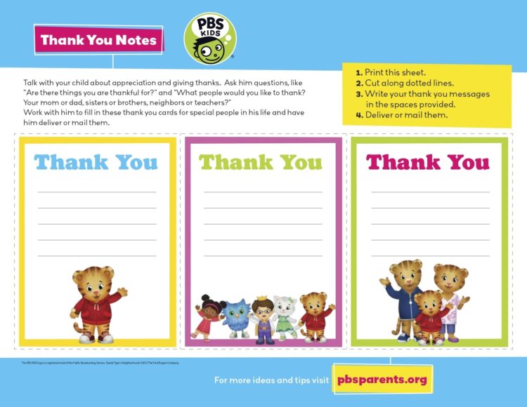 Daniel Tigers Neighborhood Thank You Cards