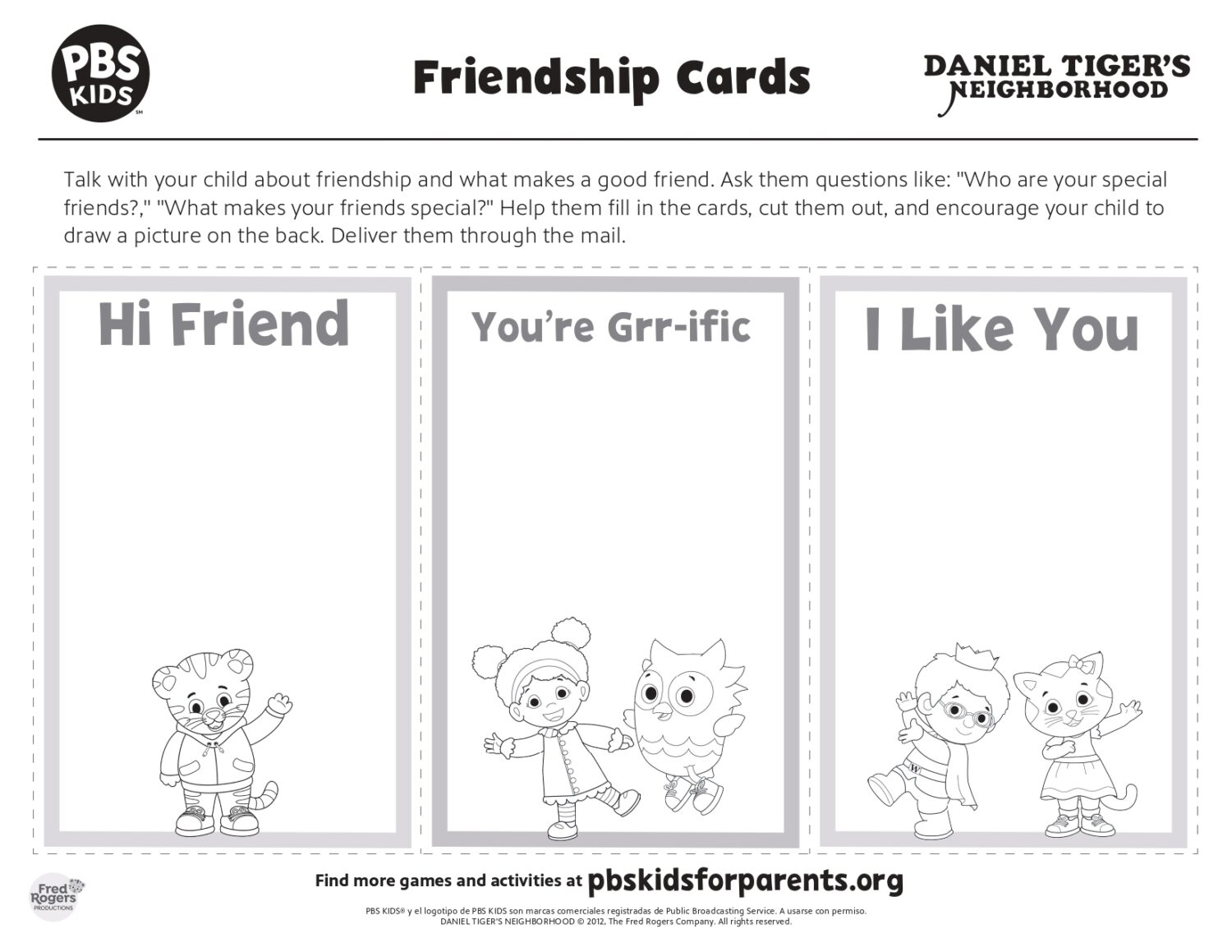 Friendship Cards | Kids Coloring Pages | PBS KIDS for Parents