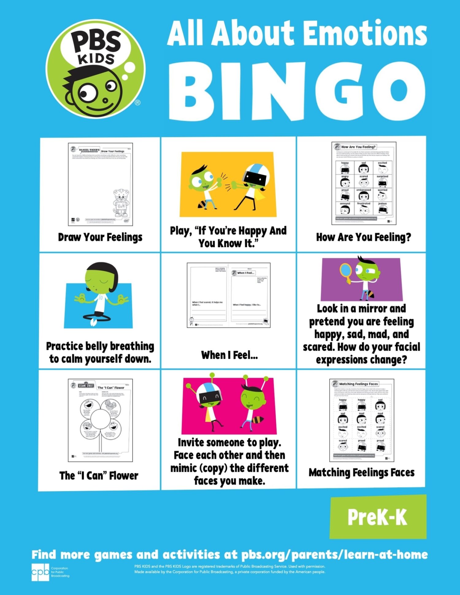 Learn Along Bingo for Ages 2-5: All About… | PBS KIDS for Parents