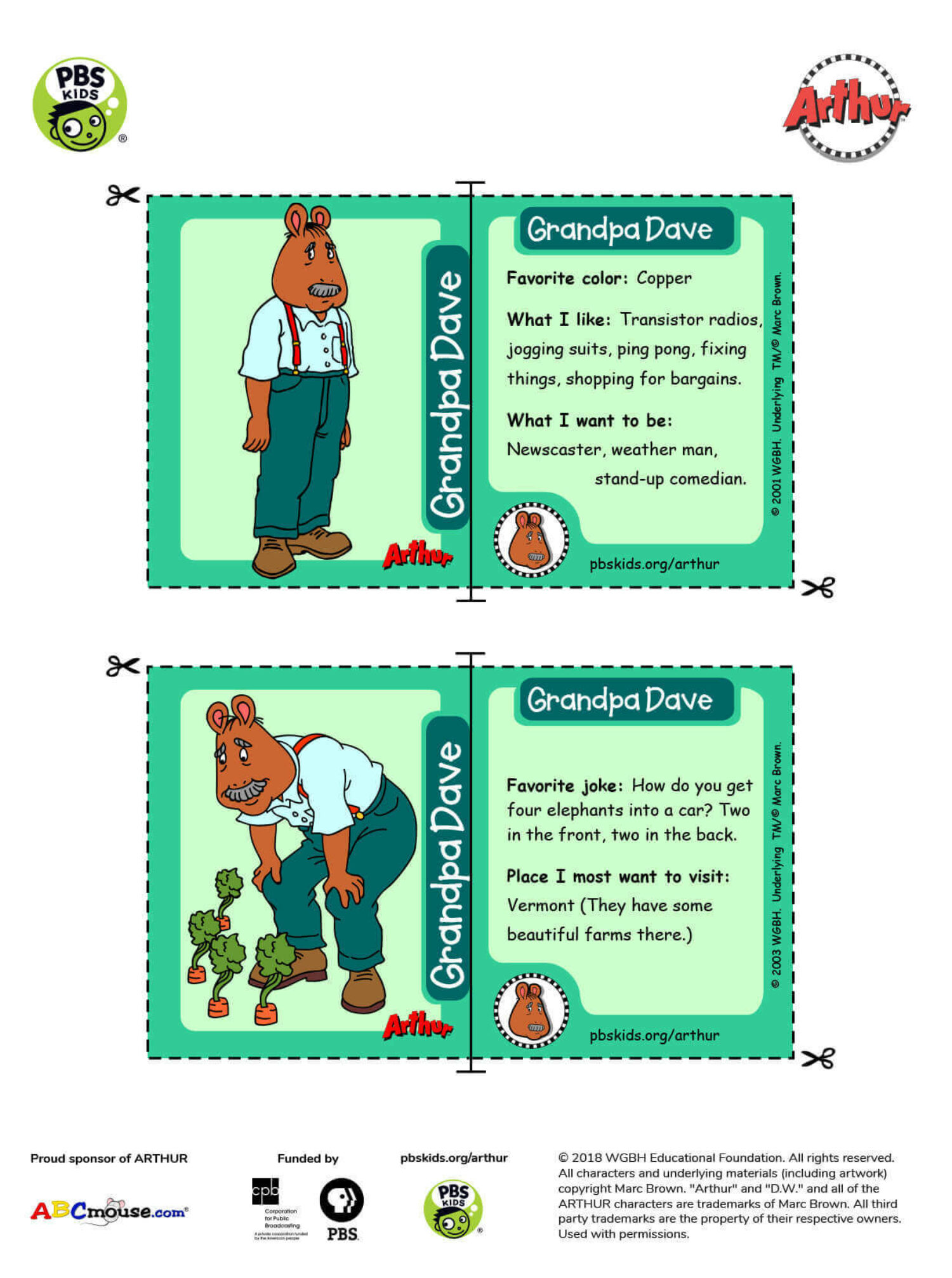 Trading Card Grandpa Dave | Kids Coloring Pages | PBS KIDS for Parents