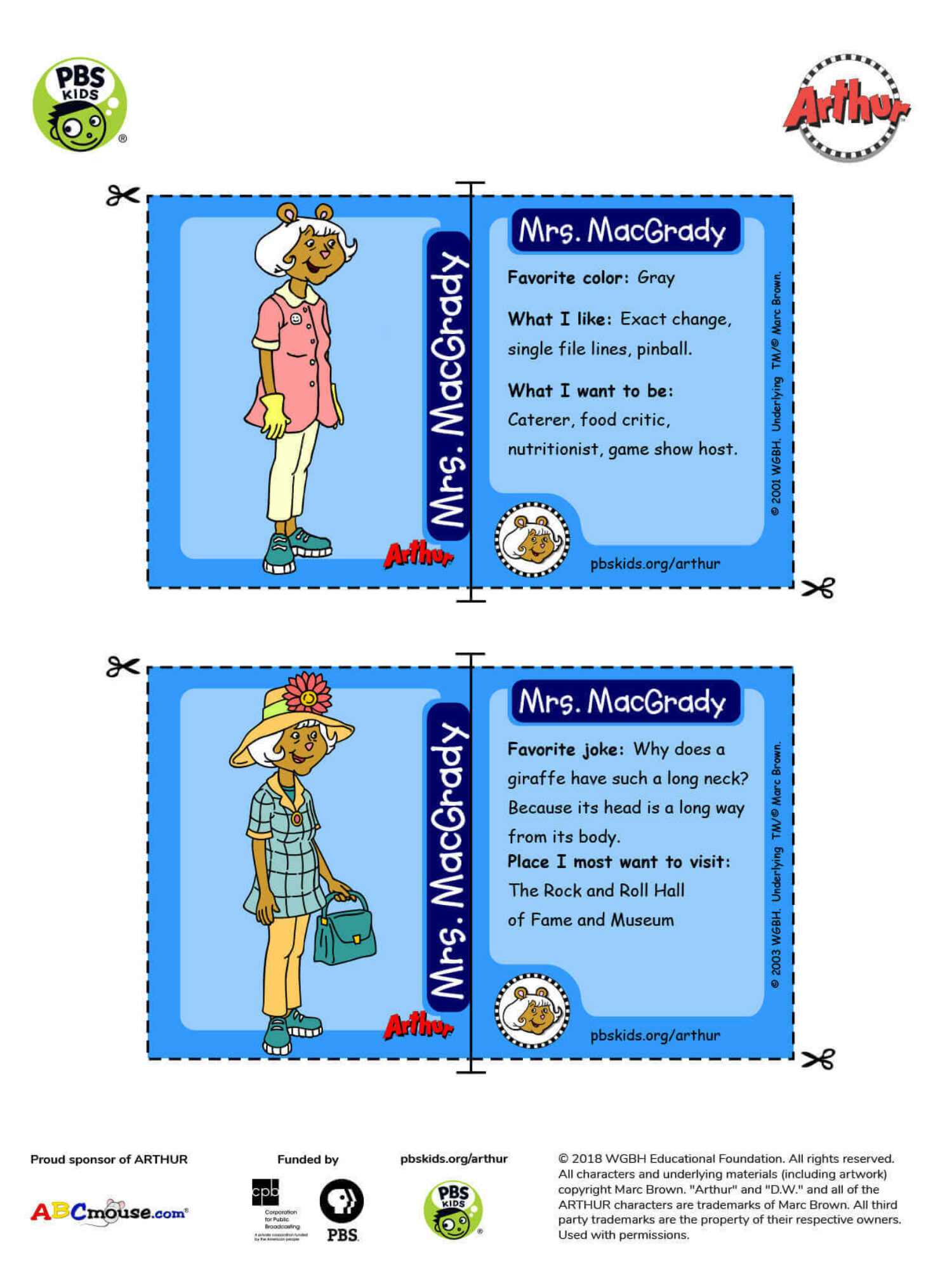Trading Card Mrs. MacGrady | Kids Coloring… | PBS KIDS for Parents