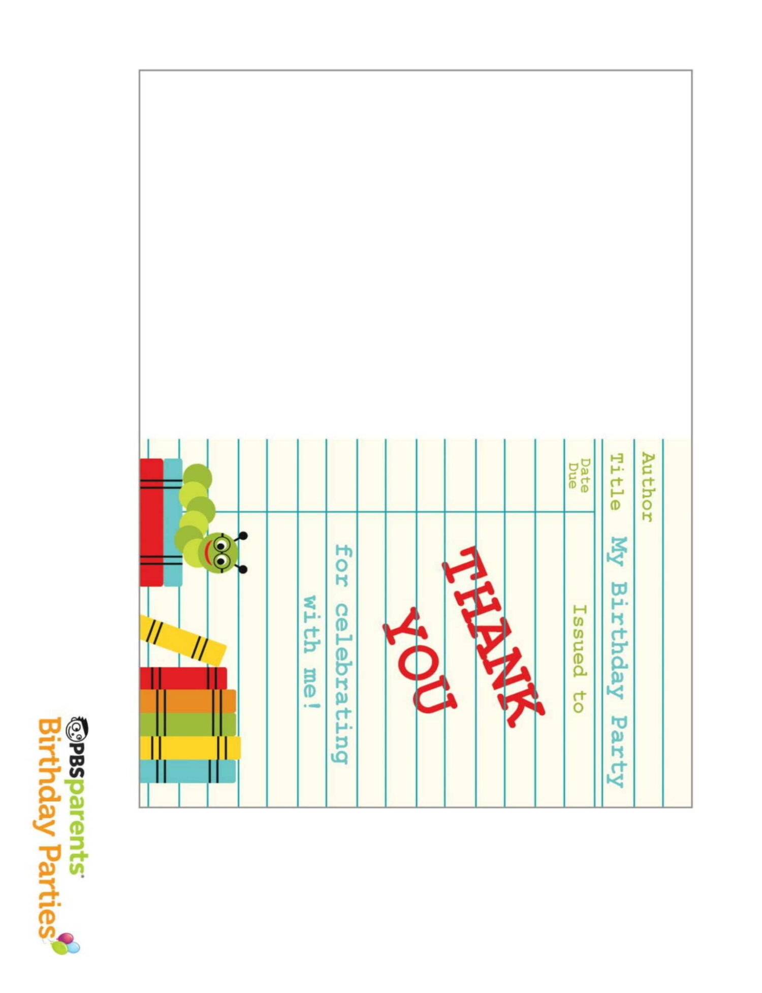 Book Party Thank You Cards | Kids Coloring… | PBS KIDS for Parents
