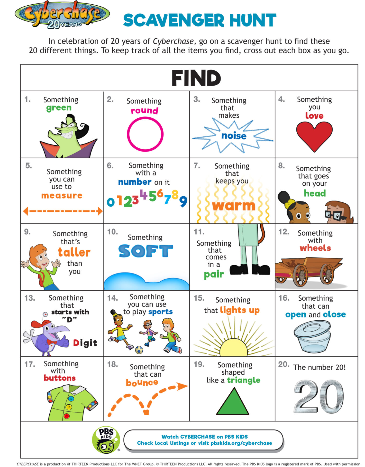 Cyberchase Scavenger Hunt | Kids Coloring Pages | PBS KIDS for Parents