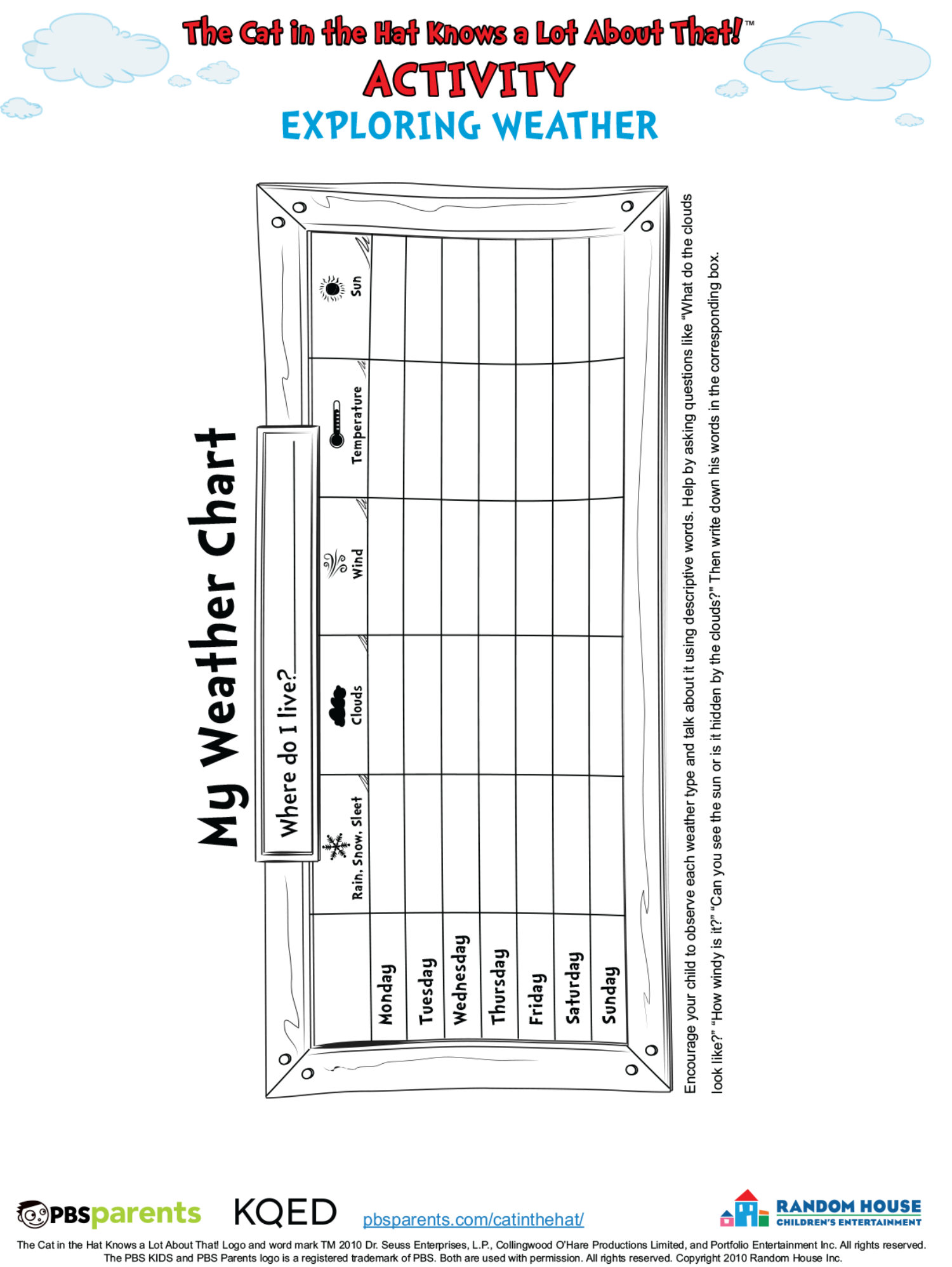 My Weather Chart | Kids Coloring Pages | PBS KIDS for Parents