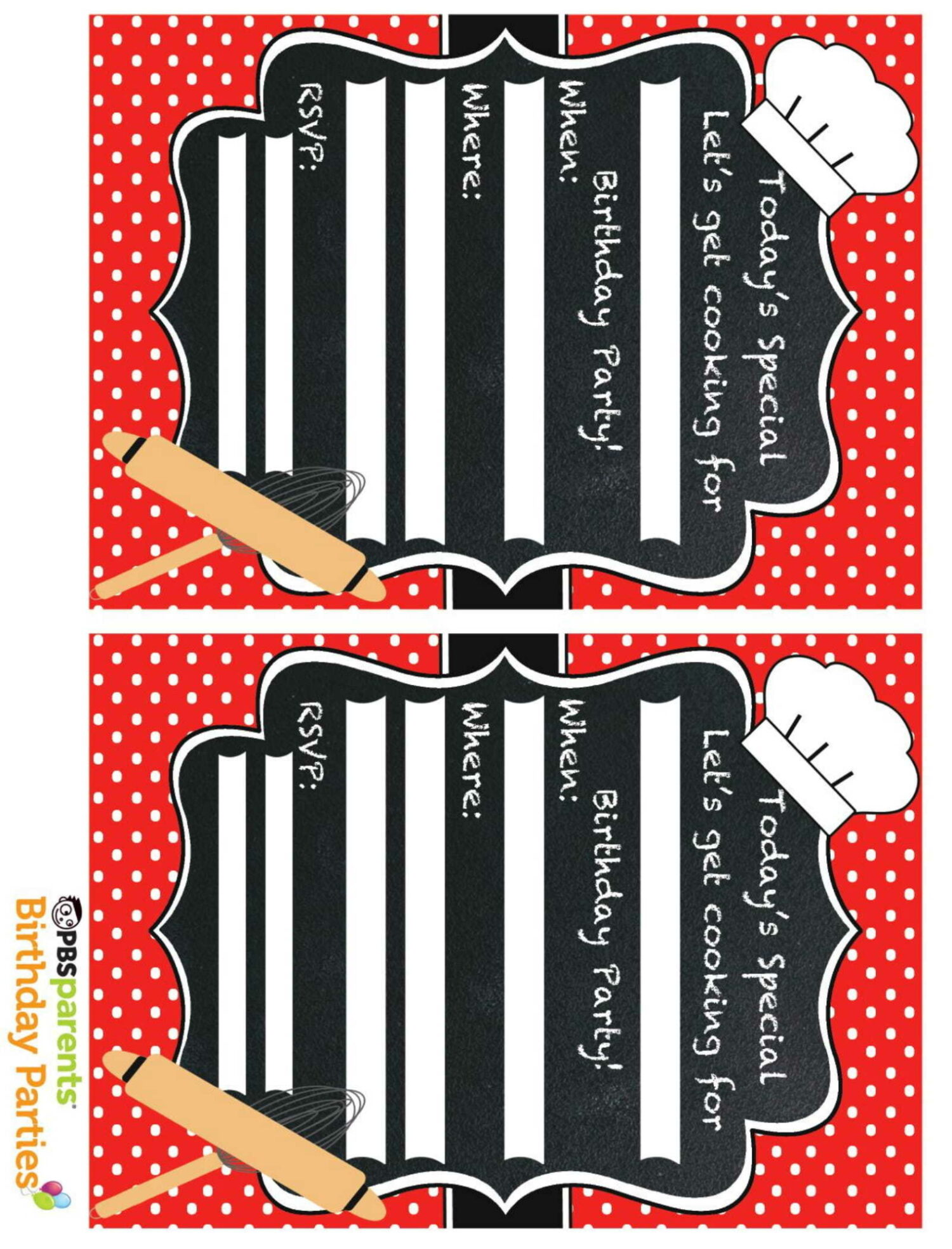 Chef Party Invitations | Kids Coloring Pages | PBS KIDS for Parents