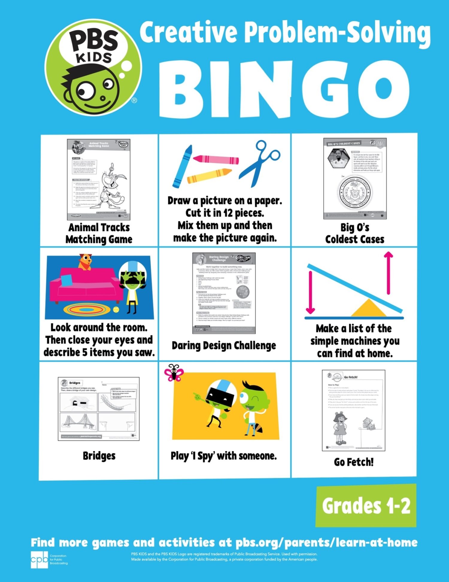 Learn Along Bingo for Ages 6-8: Creative… | PBS KIDS for Parents