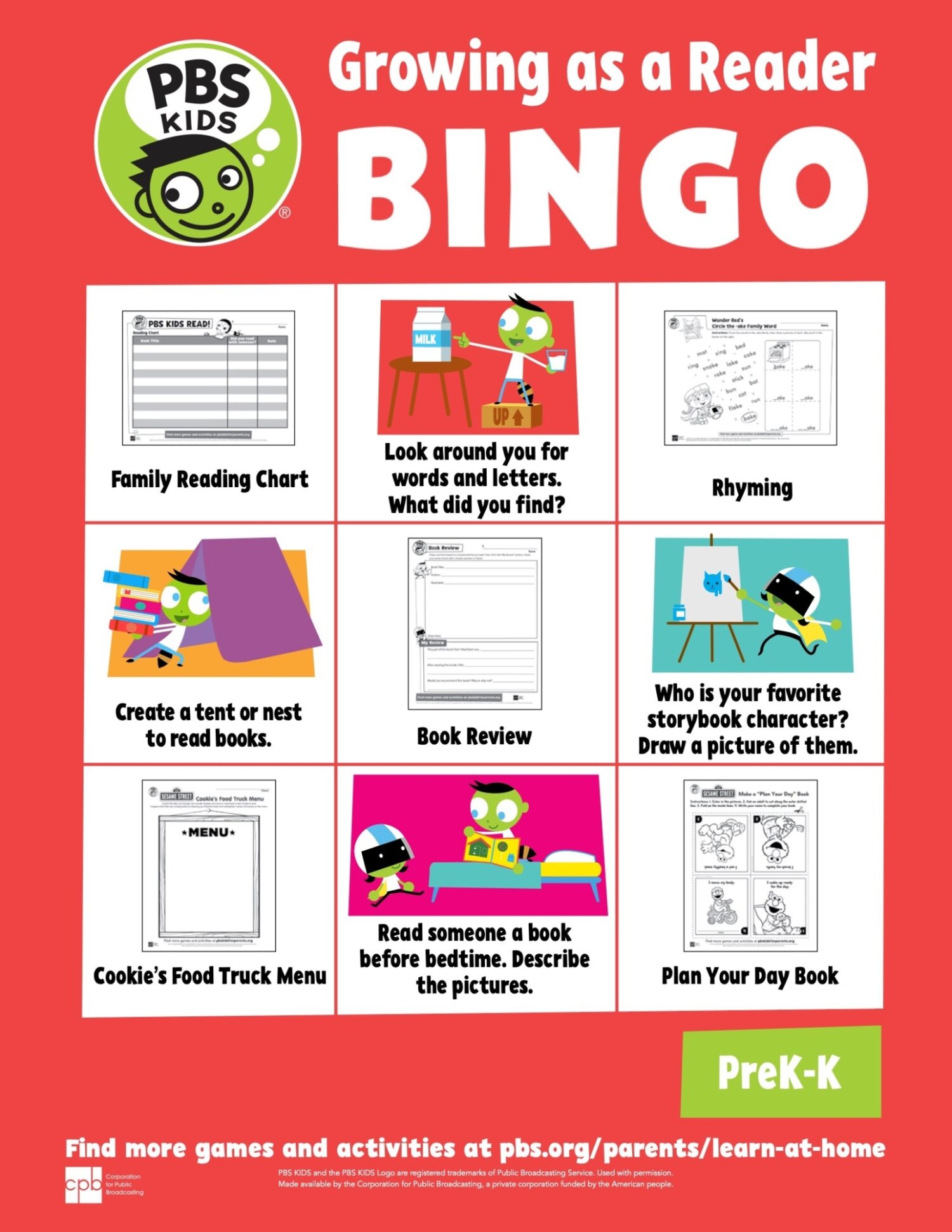 Learn Along Bingo for Ages 2-5: Growing as a… | PBS KIDS for Parents