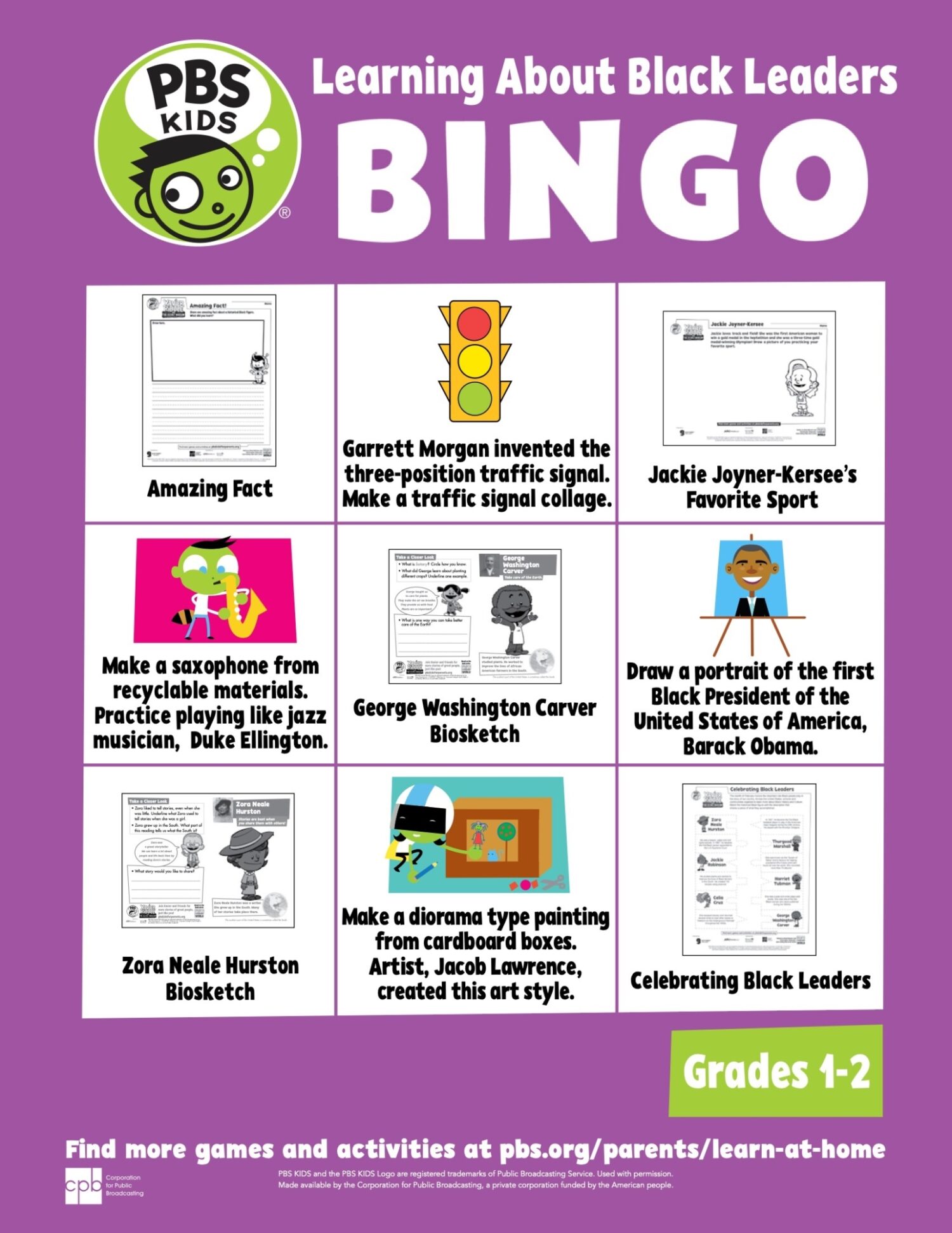 Learn Along Bingo for Ages 6-8: Learning About… | PBS KIDS for Parents