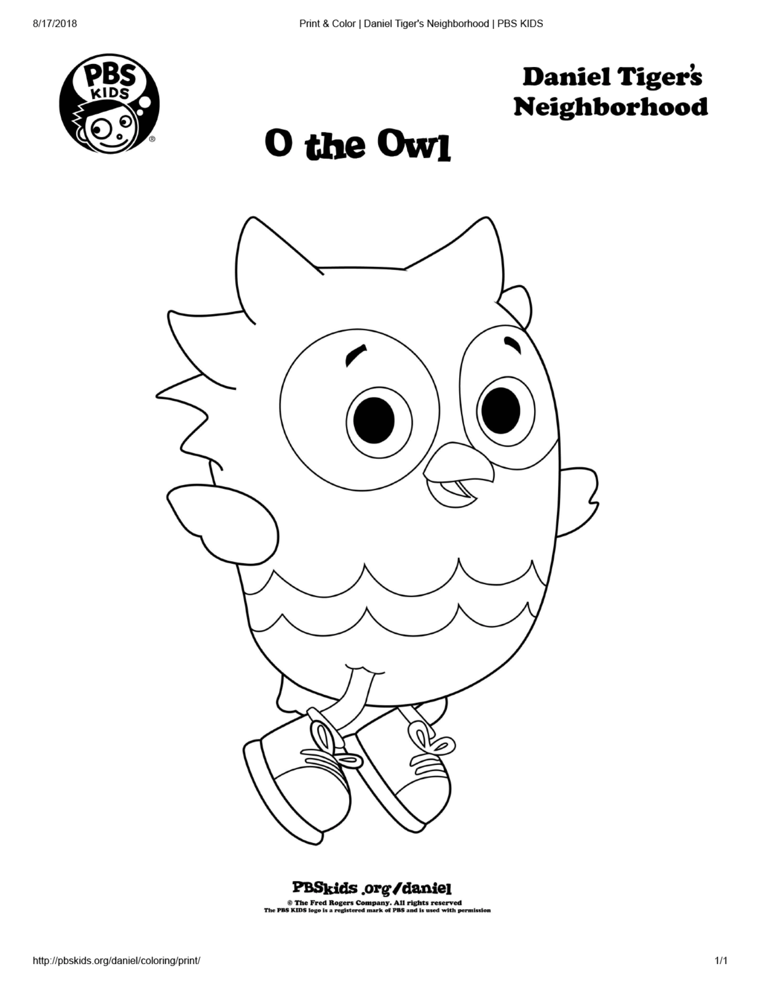O the Owl Coloring Page | Kids Coloring Pages | PBS KIDS for Parents