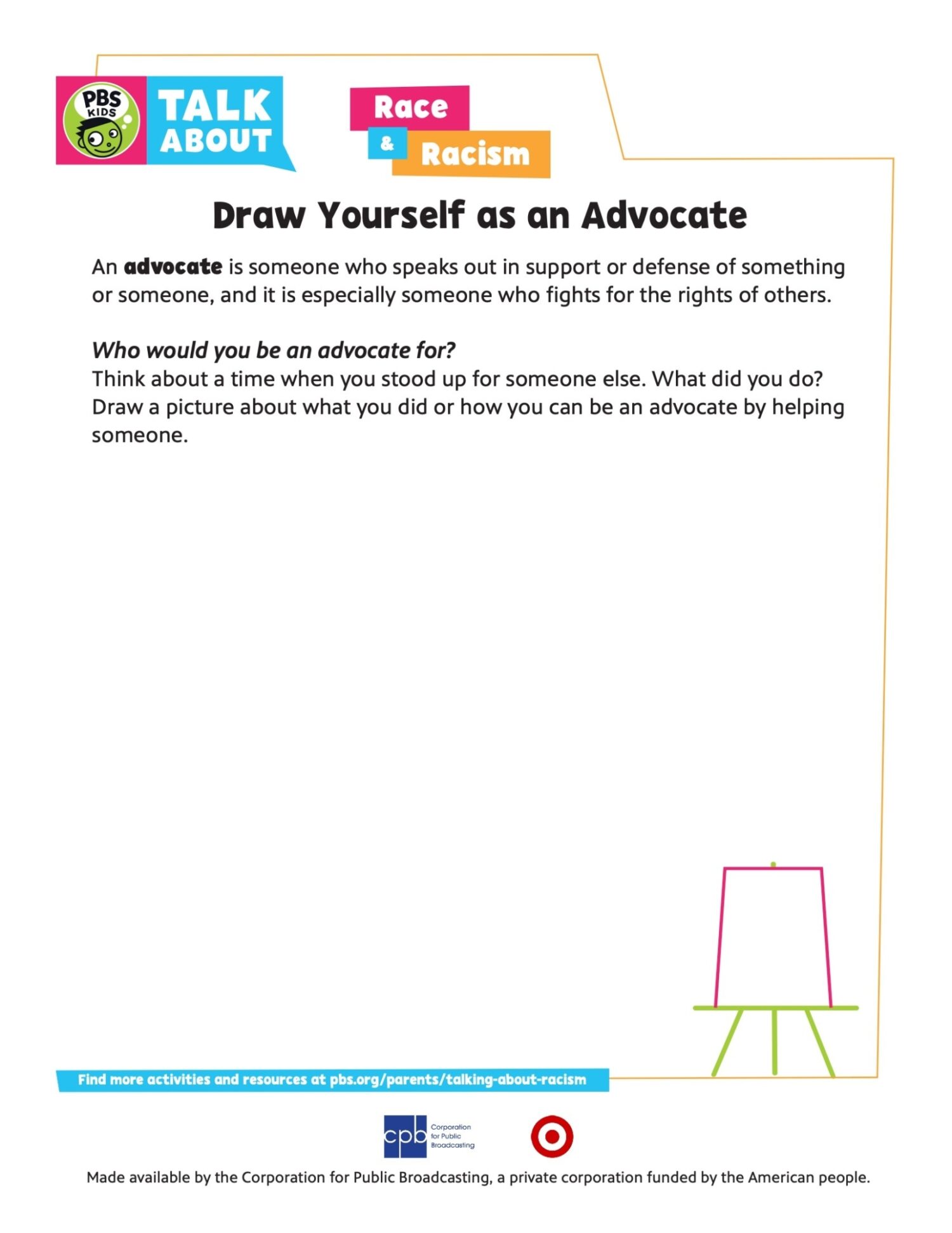 Draw a picture of yourself standing up for… | PBS KIDS for Parents