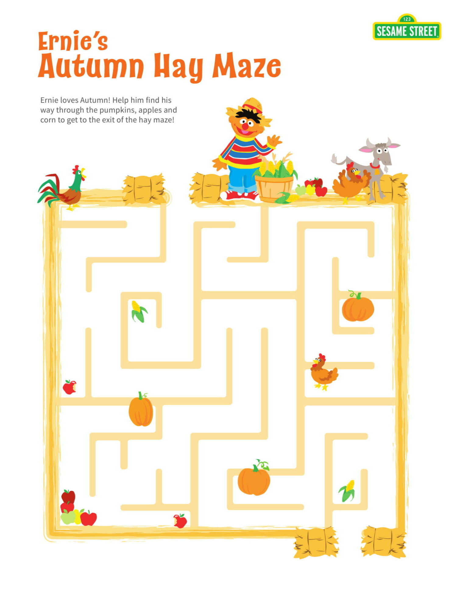 Autumn Hay Maze | Kids Coloring Pages | PBS KIDS for Parents