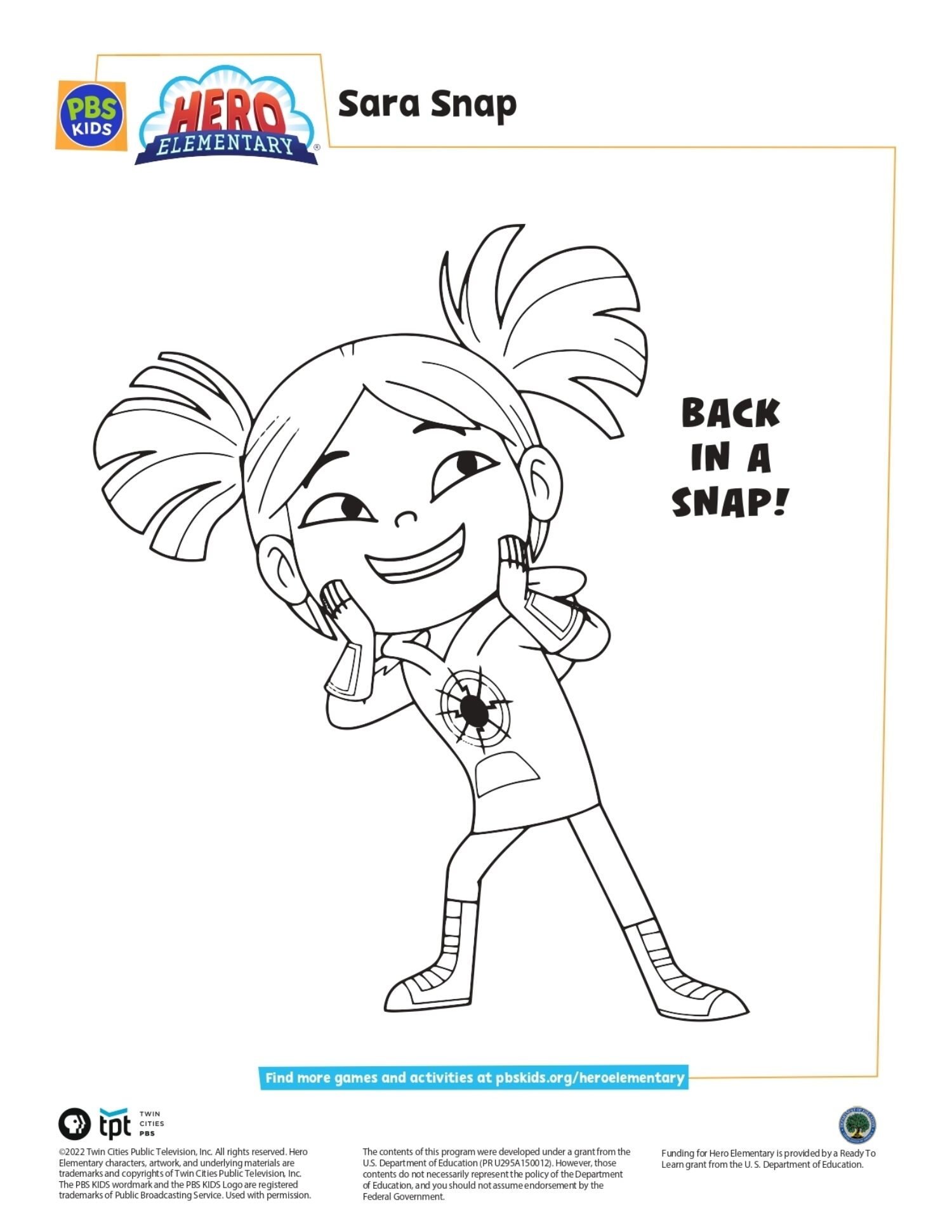 Sara Snap Coloring Page | Kids Coloring Pages | PBS KIDS for Parents