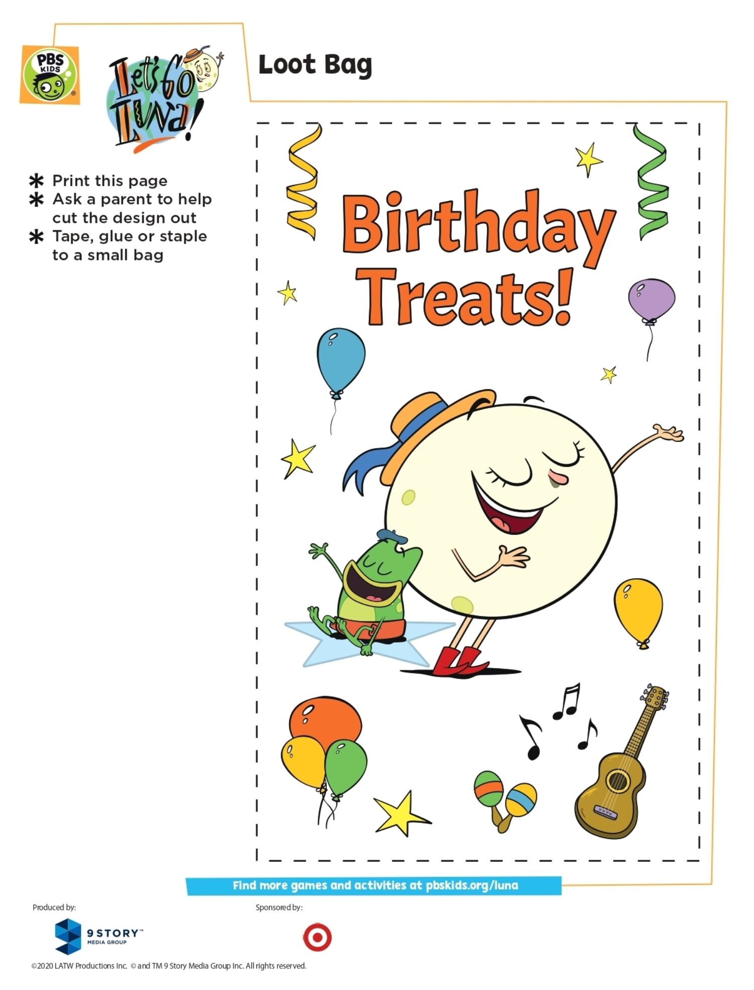 Let's Go Luna! Loot Bag | Kids Coloring Pages | PBS KIDS for Parents