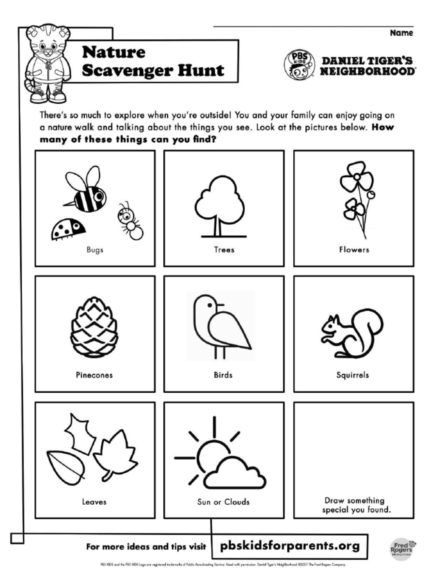 Nature Scavenger Hunt | Kids Coloring Pages | PBS KIDS for Parents