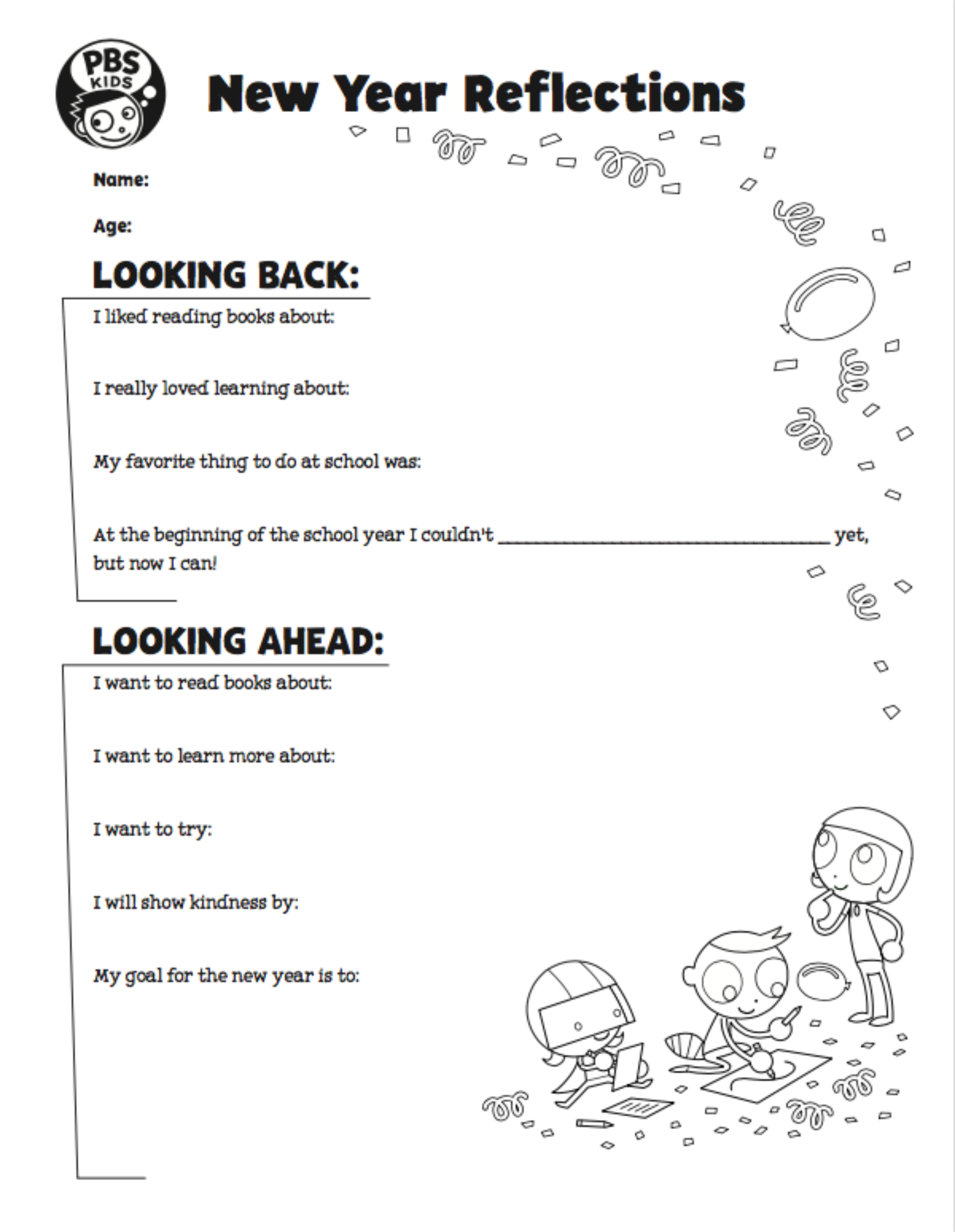 New Year Reflections Activity | Kids Coloring… | PBS KIDS for Parents