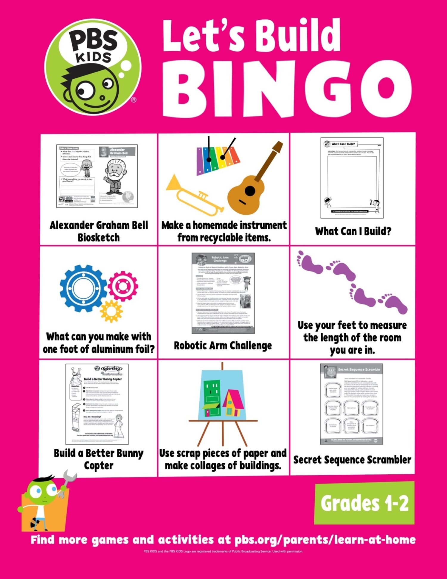 Learn Along Bingo for Ages 6-8: Let's Build |… | PBS KIDS for Parents
