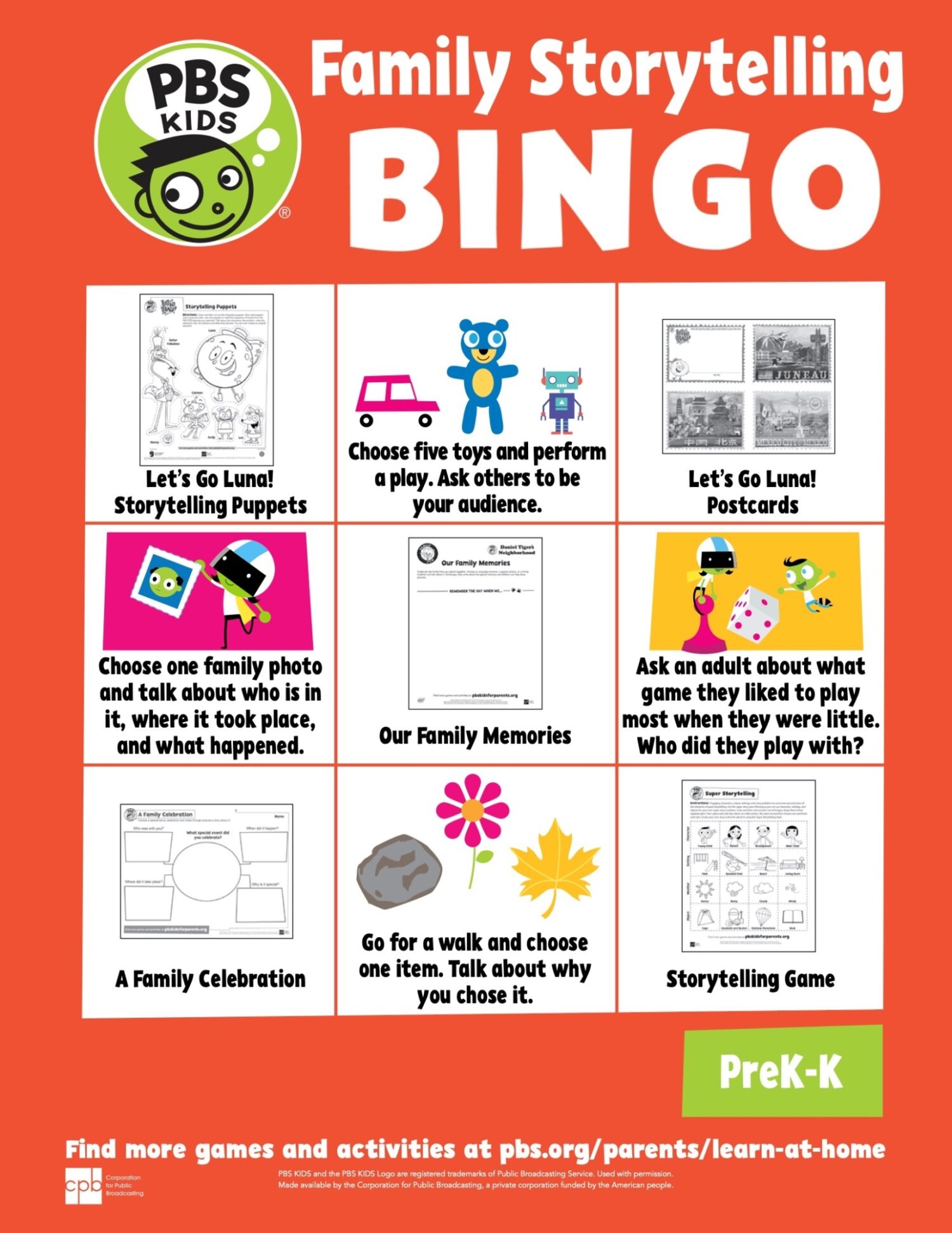 Learn Along Bingo for Ages 2-5: Family… | PBS KIDS for Parents