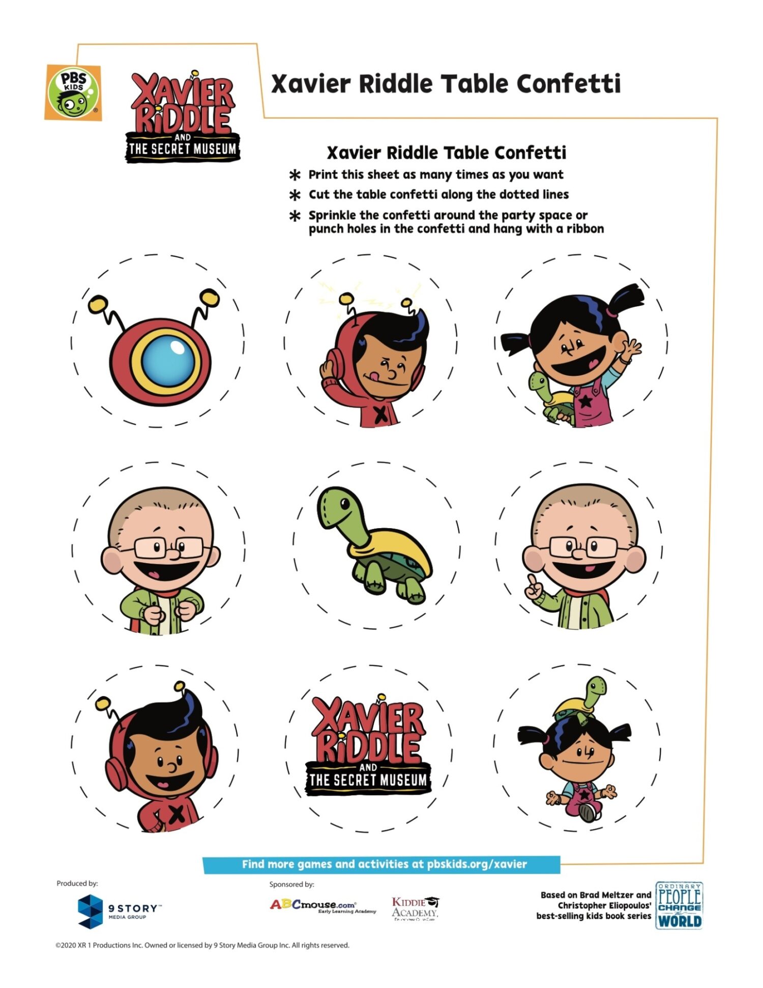 Xavier Riddle Table Confetti | Kids Coloring… | PBS KIDS for Parents