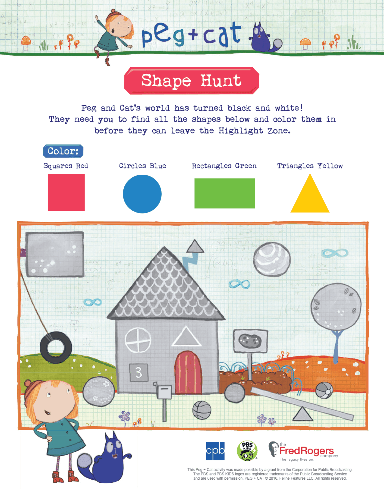 Shape Hunt | Kids Coloring Pages | PBS KIDS for Parents