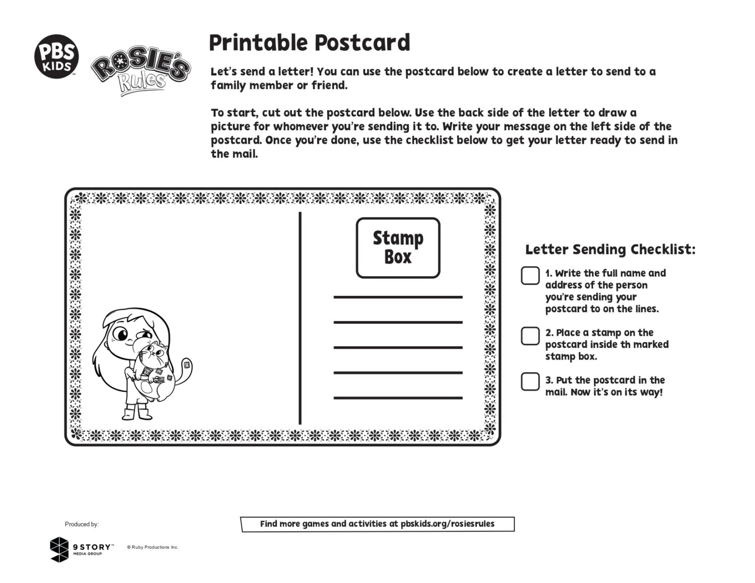 Printable Postcard | Kids Coloring Pages | PBS KIDS for Parents