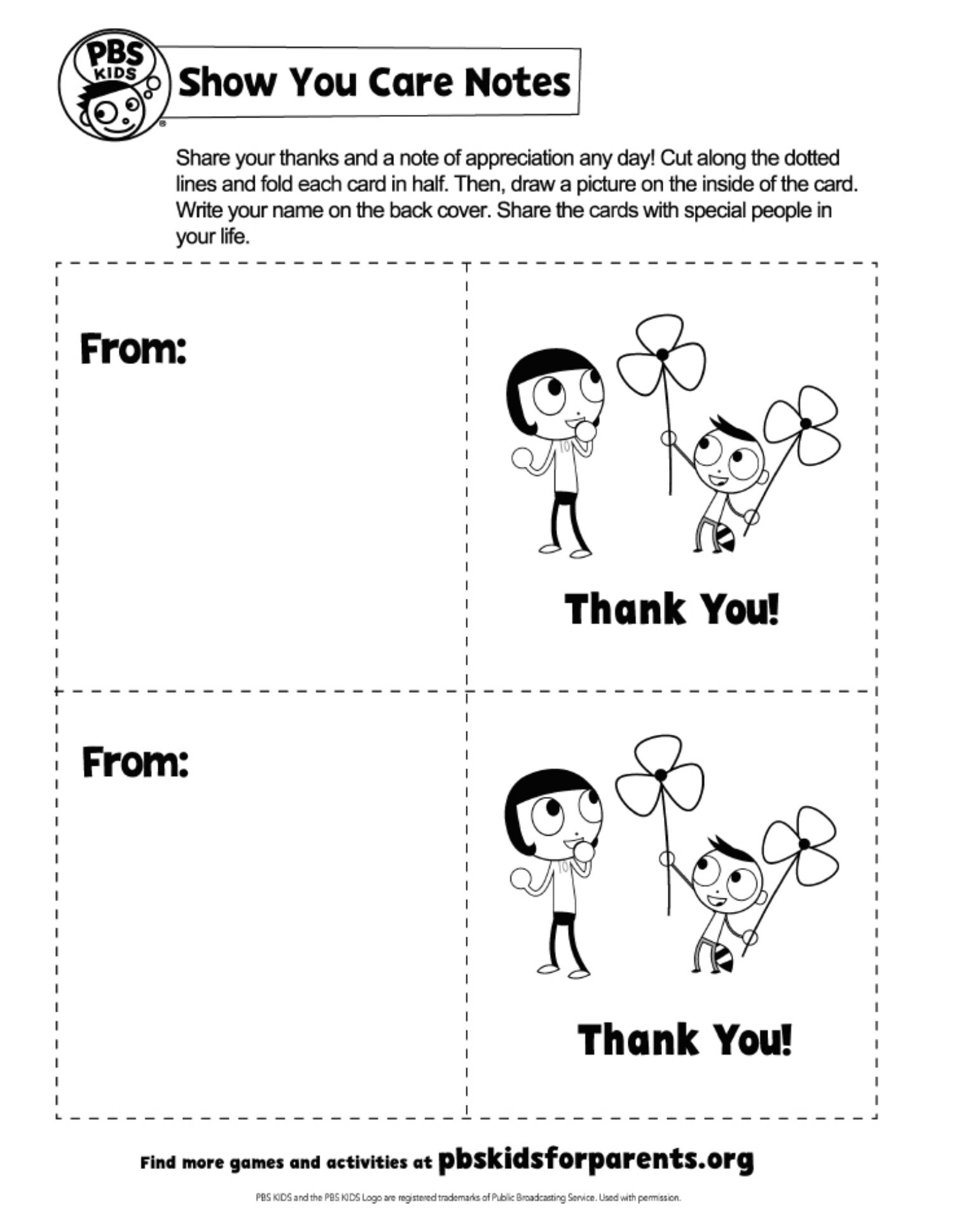 Show You Care Notes | Kids Coloring Pages | PBS KIDS for Parents